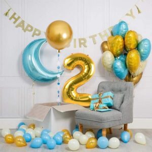 TONIFUL 40 Inch Gold Large Numbers Balloon 0-9(Zero-Nine) Birthday Party Decorations,Foil Mylar Big Number Balloon Digital 7 for Birthday Party,Wedding, Baby Shower Engagement Photo Shoot, Anniversary