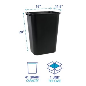 Boardwalk 3485203 41 Quart Plastic Soft-Sided Wastebasket - Black