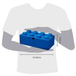 ROOM Copenhagen Lego Storage Brick 8 Desk Drawer, 8-Stud Stackable Tabletop Storage Box, 12.4 x 6.2 x 4.4 in, Bright Blue