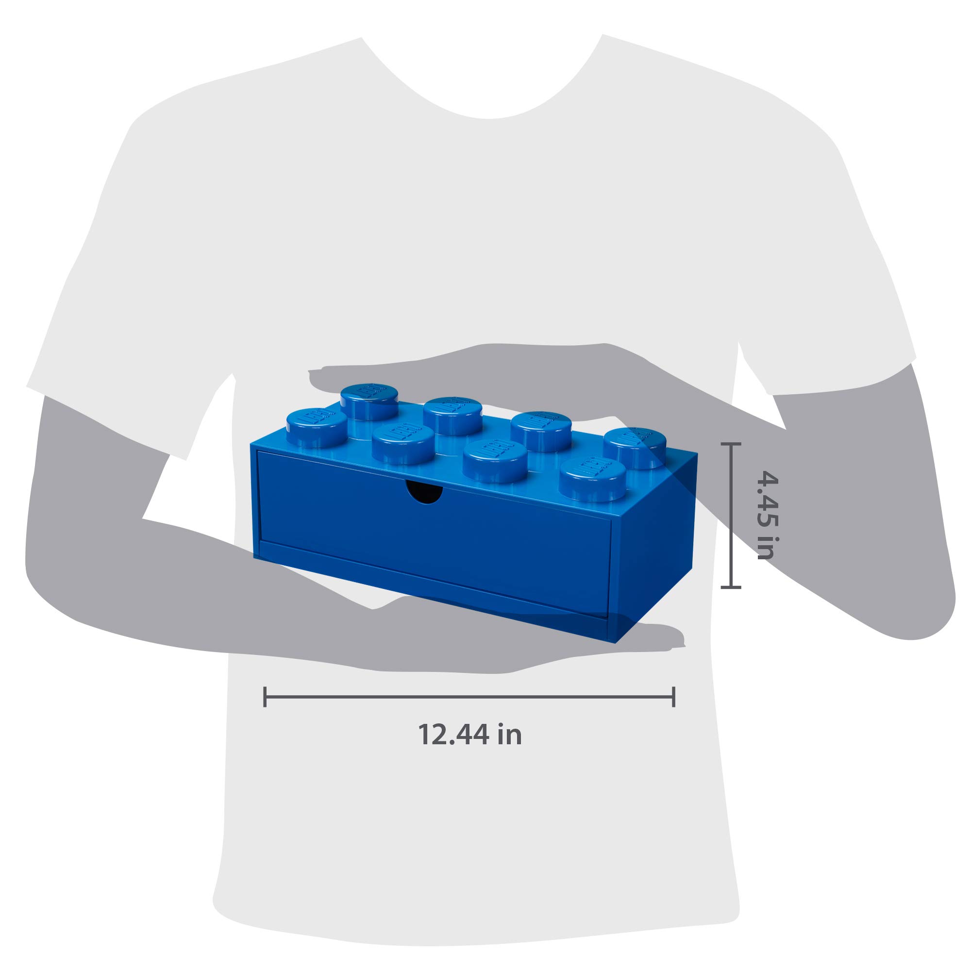 ROOM Copenhagen Lego Storage Brick 8 Desk Drawer, 8-Stud Stackable Tabletop Storage Box, 12.4 x 6.2 x 4.4 in, Bright Blue