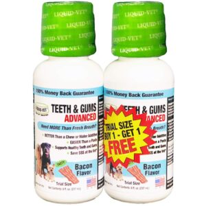 liquid-vet advanced teeth & gums supplements for dogs | dental care for dogs | oral mouth care | tartar + plaque + gingivitis