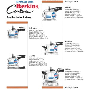 HAWKINS Contura Stainless Steel Pressure Cooker For Induction, Gas And Electric Stoves (1.5 Liter), silver (SSC15)