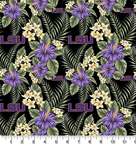 University of Louisiana LSU Cotton Fabric Tropical Design-Newest Pattern-LSU Tigers Cotton Fabric