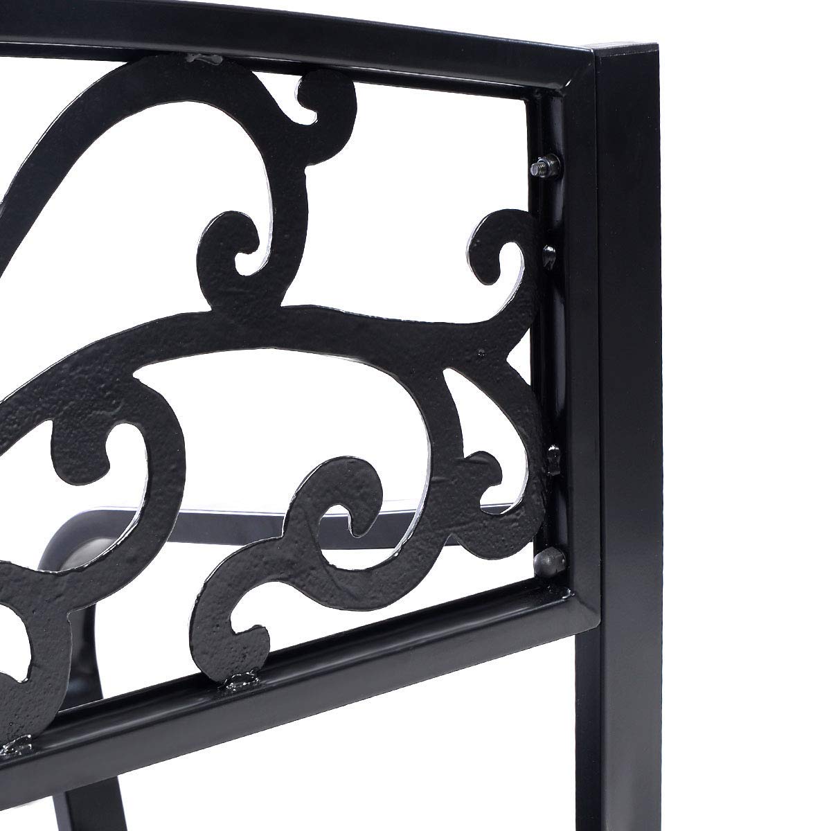 Wenst'sKufAN 50" Patio Garden Bench Park Patio Yard Furniture Decor Powder-Coated Cast Iron Black