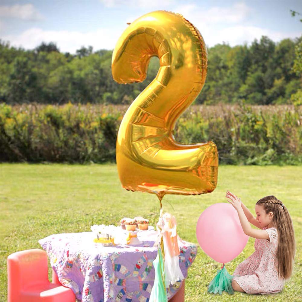 TONIFUL 40 Inch Gold Large Numbers Balloon 0-9(Zero-Nine) Birthday Party Decorations,Foil Mylar Big Number Balloon Digital 7 for Birthday Party,Wedding, Baby Shower Engagement Photo Shoot, Anniversary