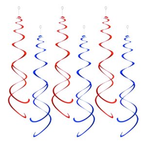 aimtohome party swirl decorations, red and blue foil ceiling hanging swirl decoration, whirls decorations for birthday | wedding | anniversary | graduation party supplies, pack of 20