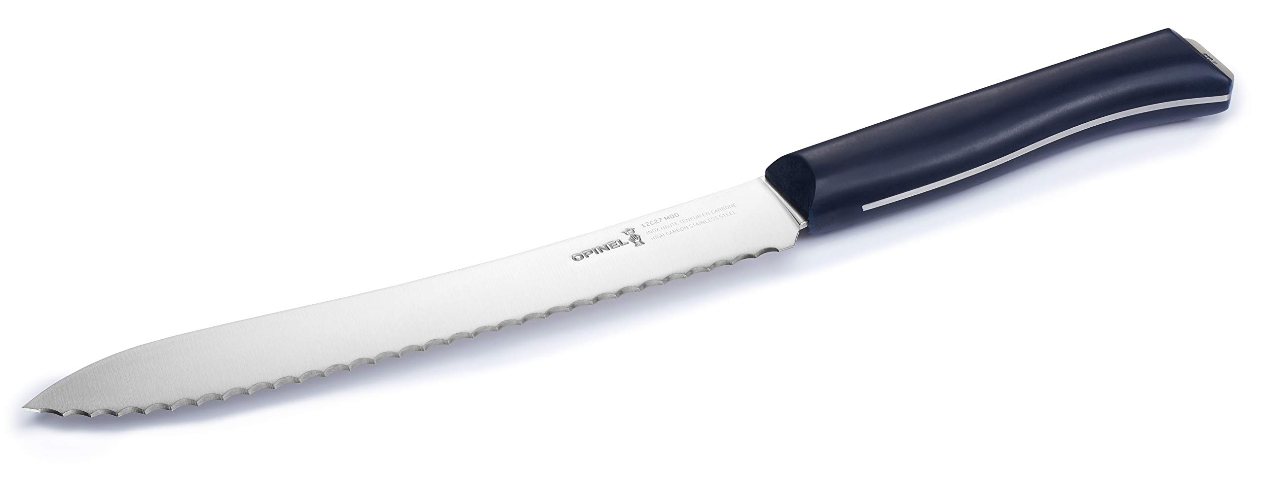 Opinel Intempora Bread Knife – Serrated, Curved Blade for Slicing Bread and Tough Rinds, High Carbon Sandvik Steel Blade, Made in Portugal, Silver,One Size,254528