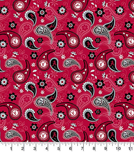 Sykel Enterprises University of Alabama Cotton Fabric with Paisley Design-Newest Pattern-Alabama Crimson Tide Cotton Fabric