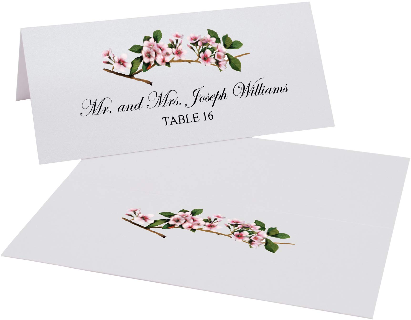 Pink Cherry Blossoms Place Cards, Set of 60, Pre-cut and Scored - Wedding, Party, Dinner, and Special Events - Made in the USA