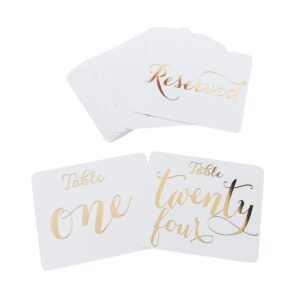 fun express - gold foil table numbers 1-24 for wedding - party supplies - favors - placecards and holders - wedding - 28 pieces