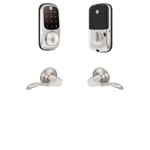 yale security b-yrd226-zw-nw-619 yale assure lock z-wave norwood works with ring alarm, smartthings, and wink smart touchscreen deadbolt with matching lever, satin nickel