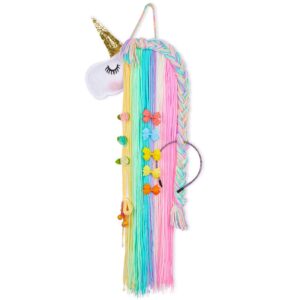 beinou unicorn hair clips holder rainbow yarn tassels hair bows storage shy unicorn face headband organizer unicorn theme party decorations