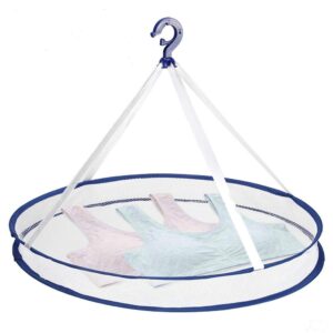 yosoo folding drying rack hanging clothes laundry sweater basket dryer net single layer washing basket with anti-wind hook