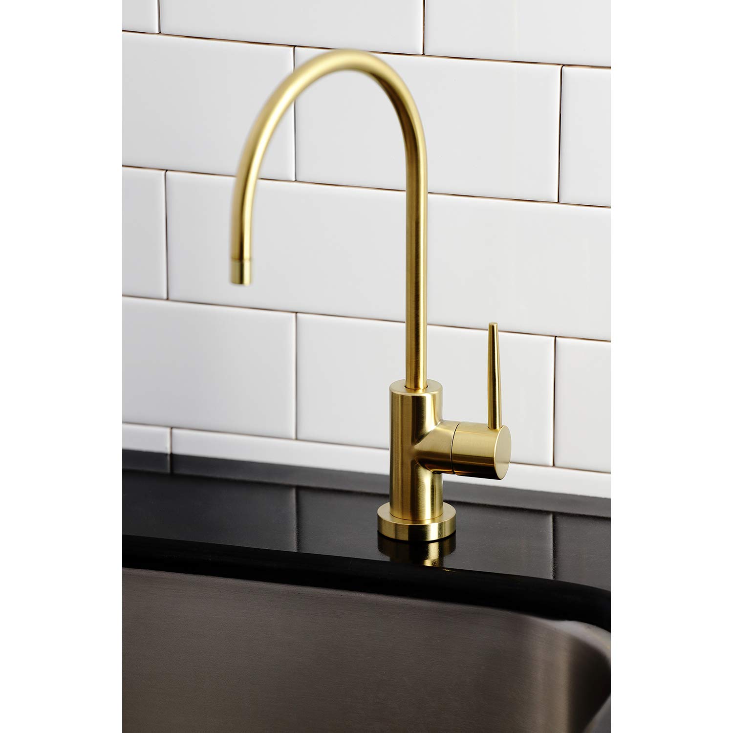 Kingston Brass KS8197NYL New York Single-Handle Cold Water Filtration Faucet, Brushed Brass, 14.13 x 5.88 x 1.69