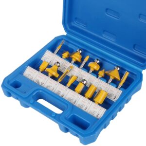 jiuneng carbide tipped router bit set with 1/4" shank, router bit kit for diy, woodworking project, 15 piece set