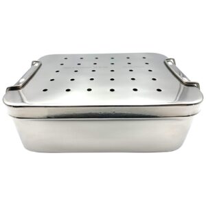 stainless steel sterilization tray 10'' x 6'' x 3'' (25 x 15 x 7 cm) or grade