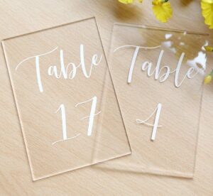 uniqooo acrylic wedding table number | 4x6 inch 1-20 printed calligraphy sign, holder not included