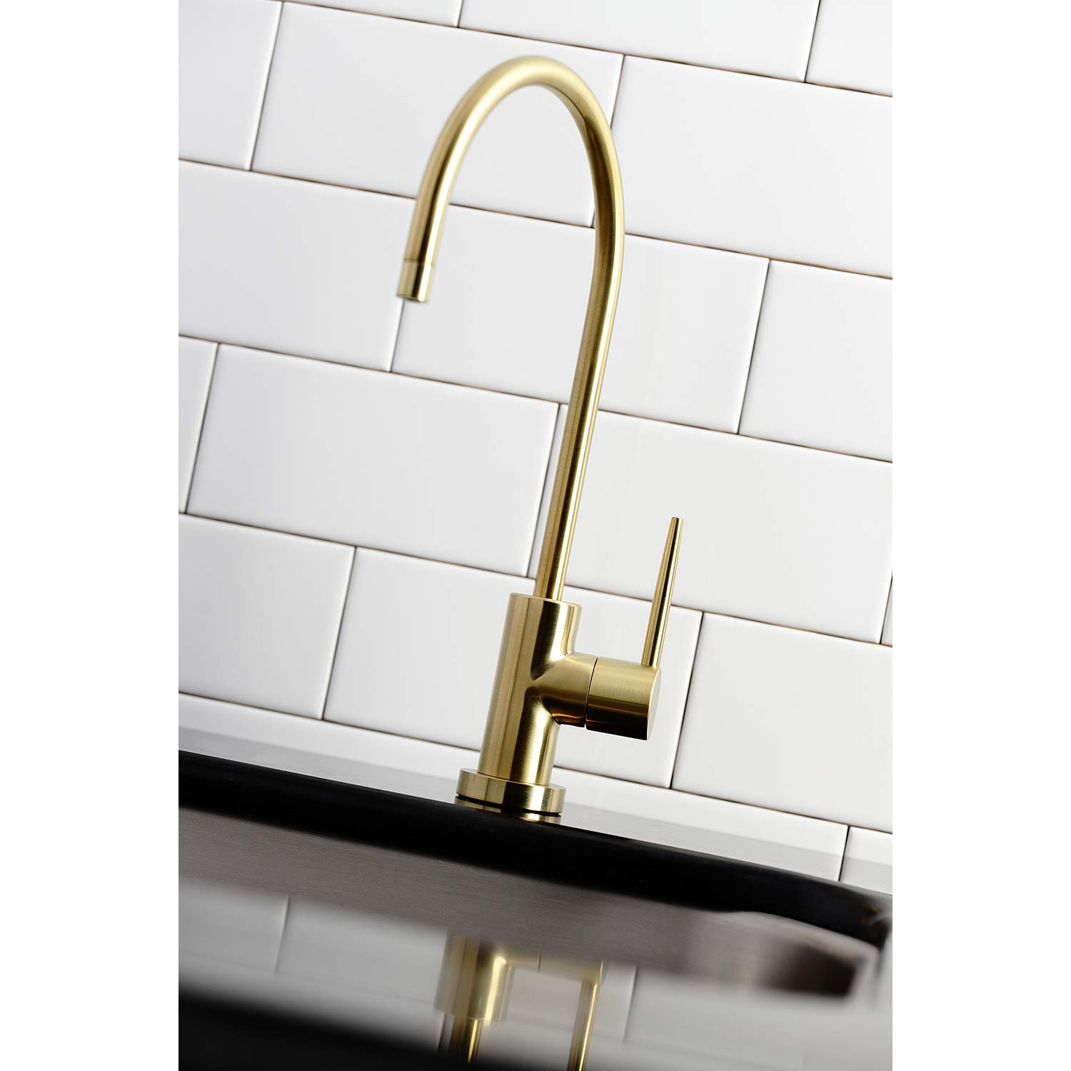 Kingston Brass KS8197NYL New York Single-Handle Cold Water Filtration Faucet, Brushed Brass, 14.13 x 5.88 x 1.69