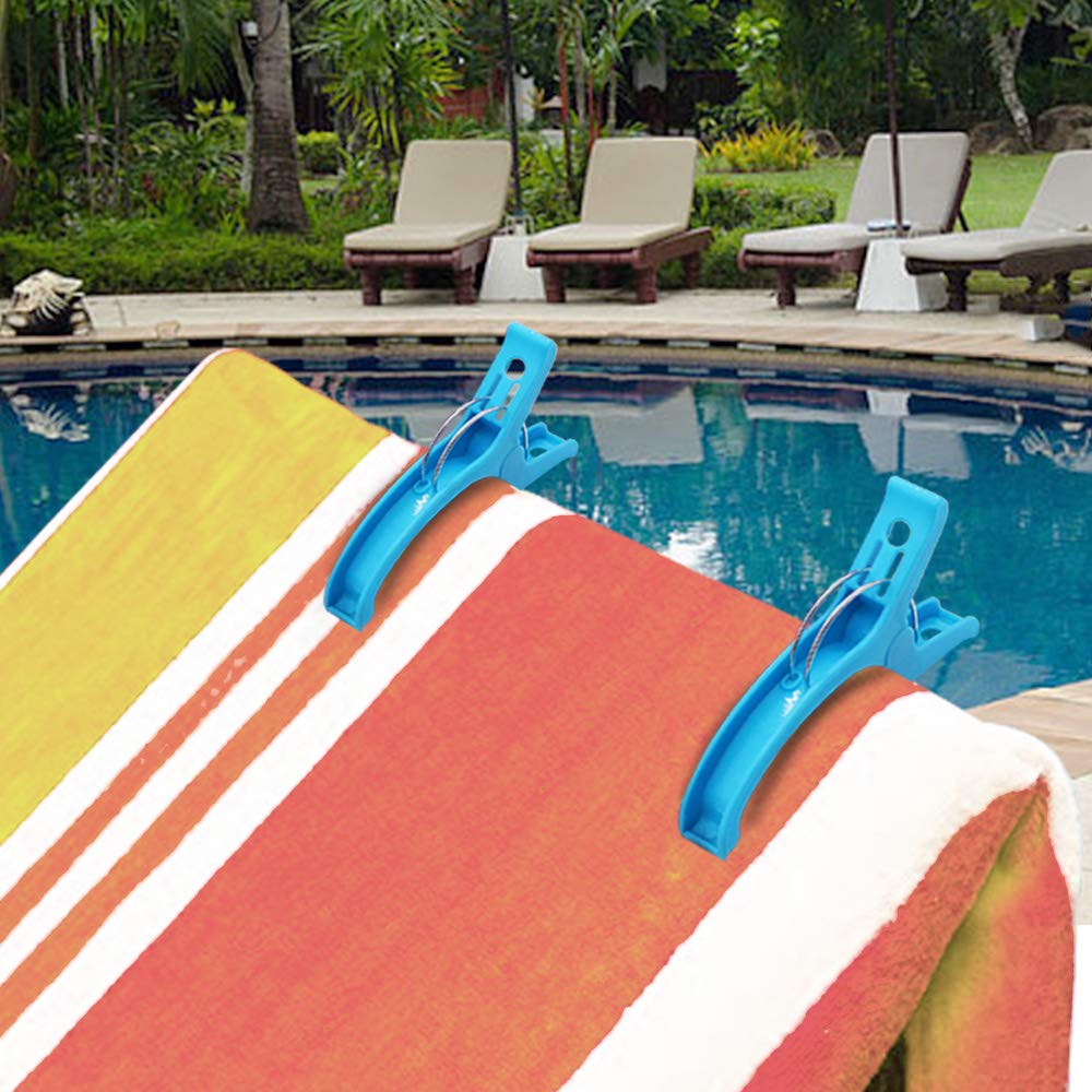 HiGift 6.3 Inch Jumbo Beach Towel Clips for Beach Chairs，Large Towel Clips for Cruise Chair Pool Towel Clips On Lounge Chairs Lawn Chair in Bright Color-Keep Your Towel from Blowing Away-8 Pack