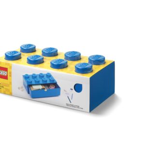 ROOM Copenhagen Lego Storage Brick 8 Desk Drawer, 8-Stud Stackable Tabletop Storage Box, 12.4 x 6.2 x 4.4 in, Bright Blue