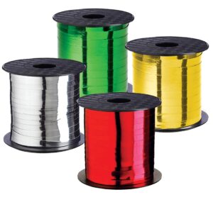 xmas ribbon - christmas ribbon set of 4 rolls silver red green gold curling ribbons thin for holiday wrapping & decoration