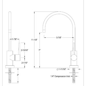 Kingston Brass KS8197NYL New York Single-Handle Cold Water Filtration Faucet, Brushed Brass, 14.13 x 5.88 x 1.69