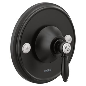 moen ts3210bl weymouth 1-handle posi-temp pressure balancing valve trim kit, shower lever handle, traditional shower faucet handle for water temperature control, valve required, matte black