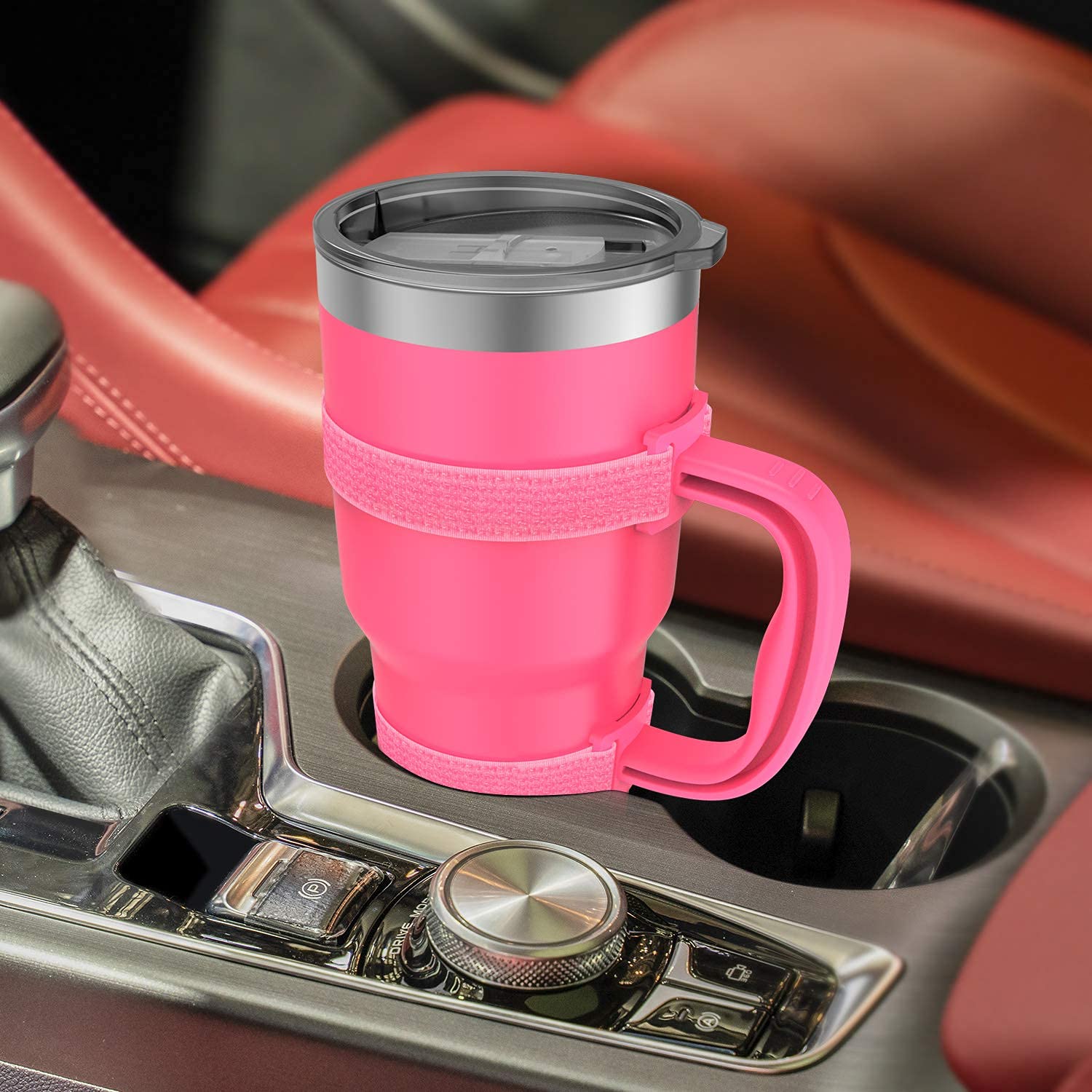 yoelike - 5 Colors - New Upgrade Adjustable Handle Fit for 20 Oz to 40 Oz of YETI, RTIC, Ozark Trail, Simple-Moden, Beast, SUNWILL, ALOUFEA, All Brand Travel Tumbler Cup Mug Bottle BPA FREE (Pink)