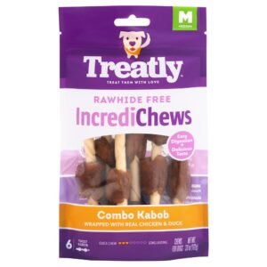 treatly incredichews kabobs w/duck & chicken meat wrap dog chew treats - 6 count/1 pack