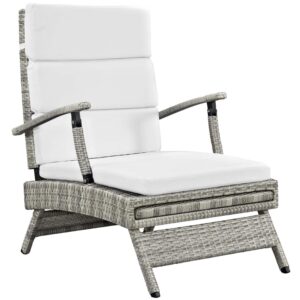 modway envisage outdoor patio wicker rattan chaise lounge in light gray white