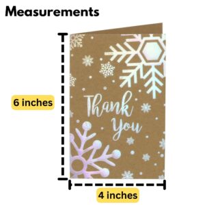 Iconikal Kraft Christmas Thank You Note Cards with Envelopes, Foil Embellished, 30-Count