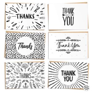 120 thank you cards bulk - thank you notes - blank note cards with craft paper envelopes - perfect for business, wedding, graduation, bridal and baby shower - 4x6 - includes labels