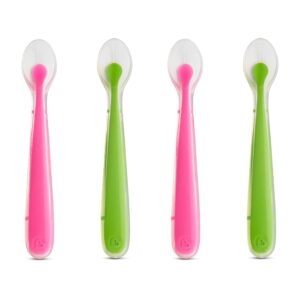 munchkin® gentle™ silicone spoons, 4 pack, pink/green