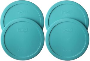 pyrex 7402-pc 7-cup turquoise plastic food storage lid, made in usa - 4 pack