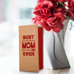 Chinco Mother's Day Greeting Gift Cards,6 Unique Assorted Kraft Die Cut Design Mother's Day Gift Best Mom Ever Cards for Mothers Day Mothers Birthday Party Supplies, Envelopes Included（12 Pieces）