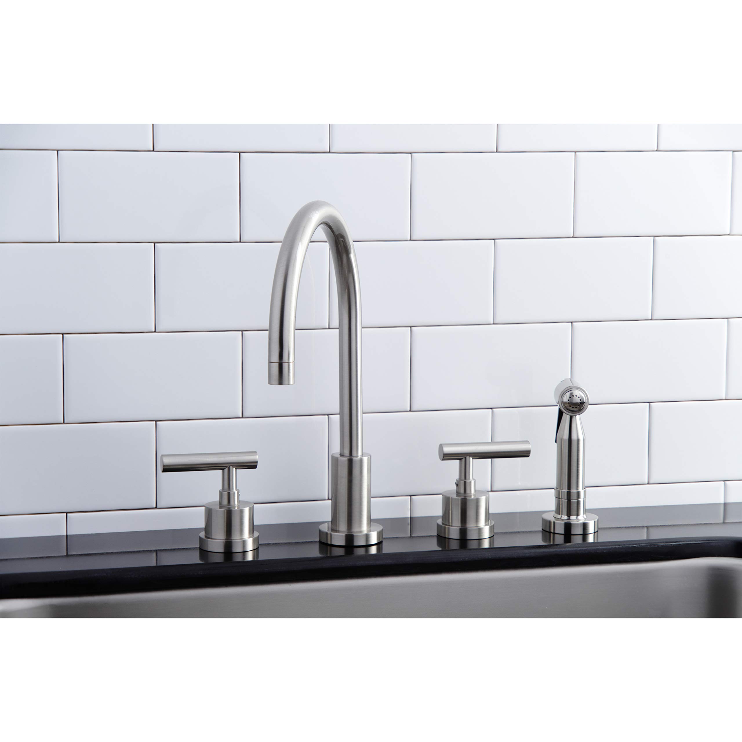 Kingston Brass KS8728CMLBS Manhattan Widespread Kitchen Faucet, Brushed Nickel