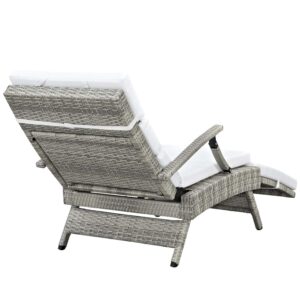 Modway Envisage Outdoor Patio Wicker Rattan Chaise Lounge in Light Gray White