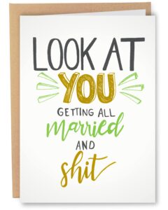 sleazy greetings funny wedding card for marriage engagement - adult humor dirty wedding congratulations card (married and shit)