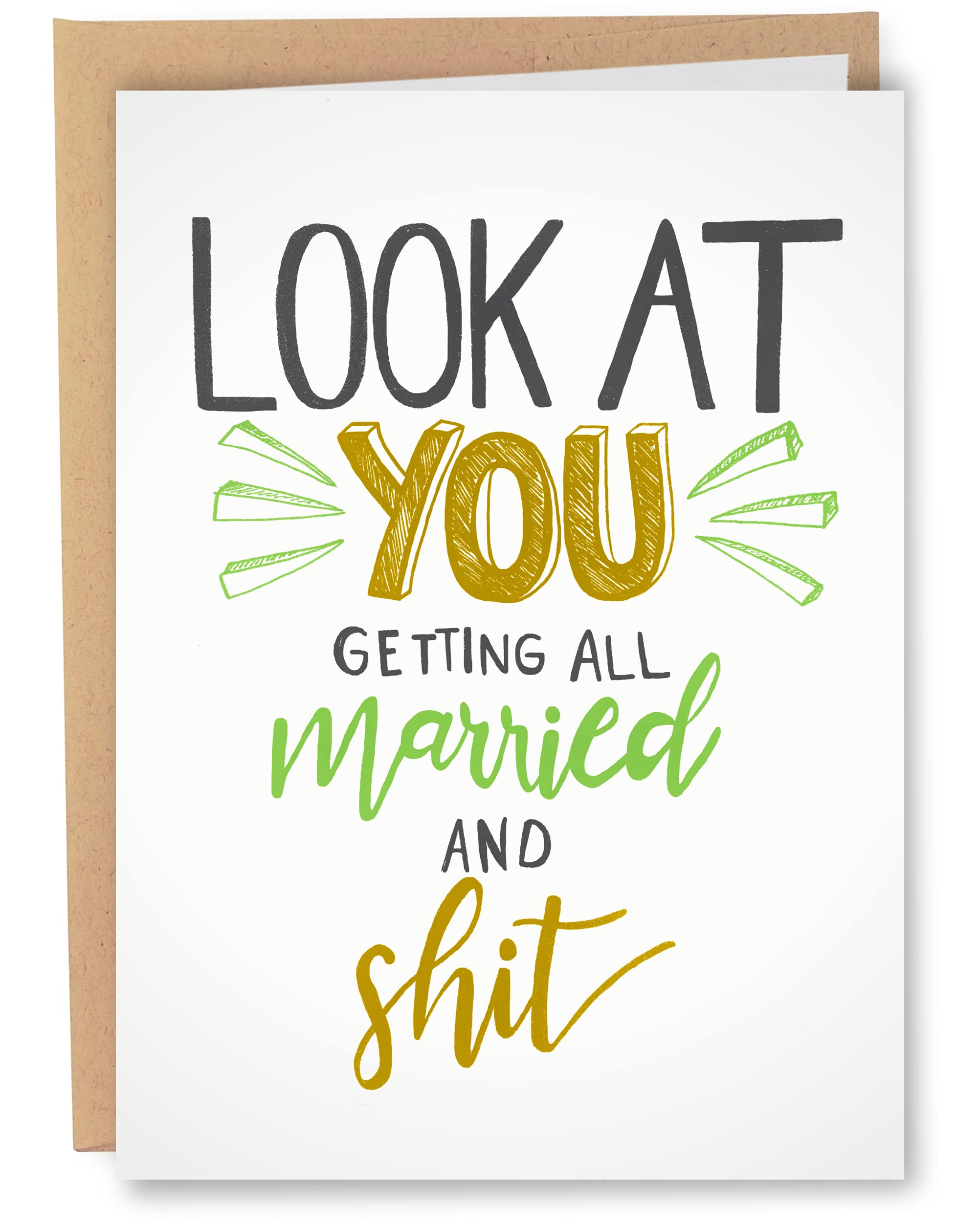 Sleazy Greetings Funny Wedding Card For Marriage Engagement - Adult Humor Dirty Wedding Congratulations Card (Married And Shit)