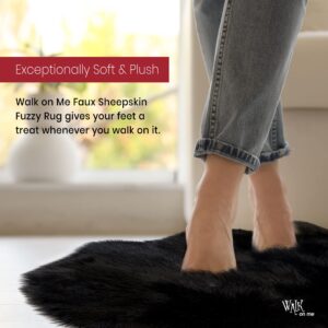 Silky Soft Faux Fur Rug, 2 ft. x 3 ft. Black Fluffy Rug, Sheepskin Area Rug, Shaggy Rug for Living Room, Bedroom, Kid's Room, or Nursery, Home Décor Accent, Machine Washable with Non-Slip Backing