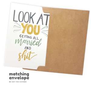 Sleazy Greetings Funny Wedding Card For Marriage Engagement - Adult Humor Dirty Wedding Congratulations Card (Married And Shit)