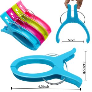 HiGift 6.3 Inch Jumbo Beach Towel Clips for Beach Chairs，Large Towel Clips for Cruise Chair Pool Towel Clips On Lounge Chairs Lawn Chair in Bright Color-Keep Your Towel from Blowing Away-8 Pack