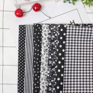 Fdit 7pcs Cotton Fabric DIY Assorted Pre-Cut Bedding Suite Quarters Bundle Black 25x25cm (25 * 25)