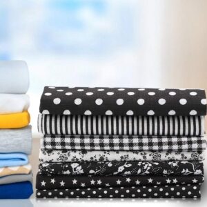 Fdit 7pcs Cotton Fabric DIY Assorted Pre-Cut Bedding Suite Quarters Bundle Black 25x25cm (25 * 25)