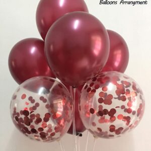 Burgundy Balloons Confetti Balloons Red for Wedding Bridal Shower Birthday Women Party Anniversary Valentines Day Decorations