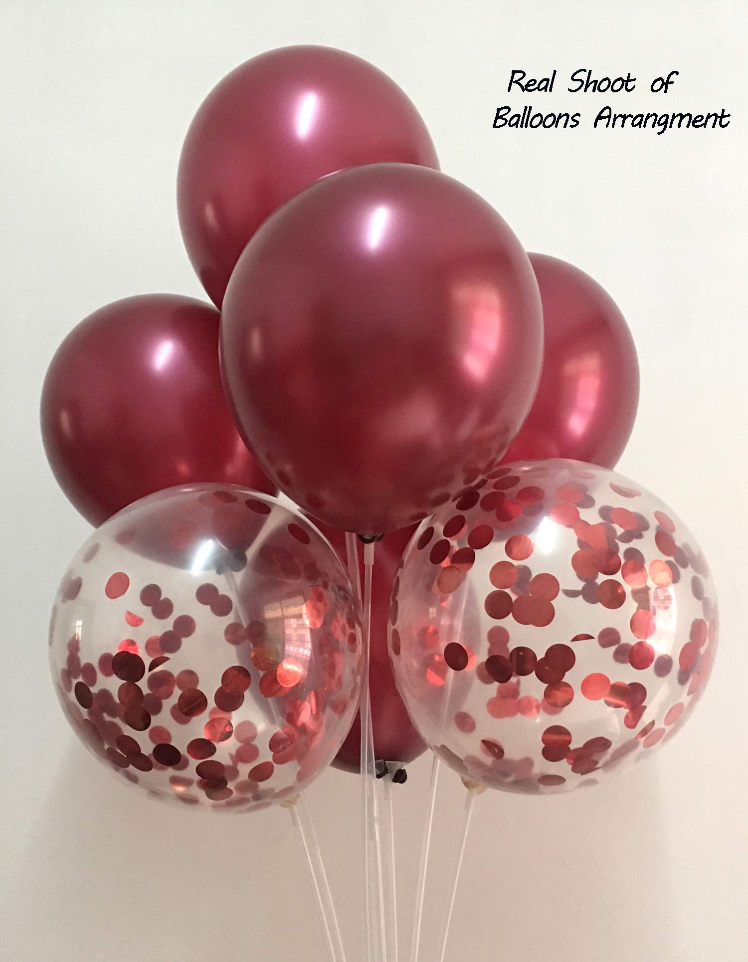 Burgundy Balloons Confetti Balloons Red for Wedding Bridal Shower Birthday Women Party Anniversary Valentines Day Decorations