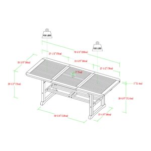 Walker Edison 6-8 Person Outdoor Wood Chevron Patio Furniture Dining Set Extendable Table Chairs Bench All Weather Backyard Conversation Garden Poolside Balcony, 4 Piece, Brown