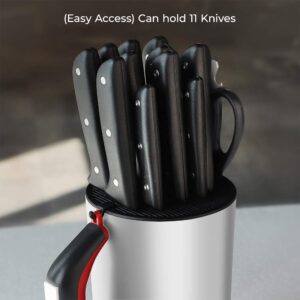 OOU Universal Knife Block Holder - Round Kitchen Knife Storage Unique Slot Design to Protect Blades, Space Saver Knife Organizer Detachable for Easy Cleaning, White