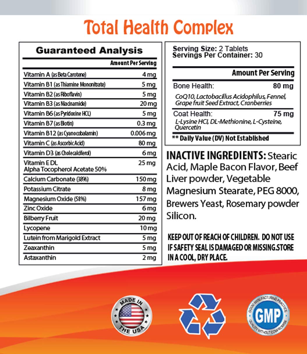 MY LUCKY PETS LLC Dog Urinary Diet - Dogs Total Health Complex - Hair Coat Skin Teeth Gums Eye Urinary Support - Immune Booster - Dog Vitamin a - 180 Tablets (3 Bottles)