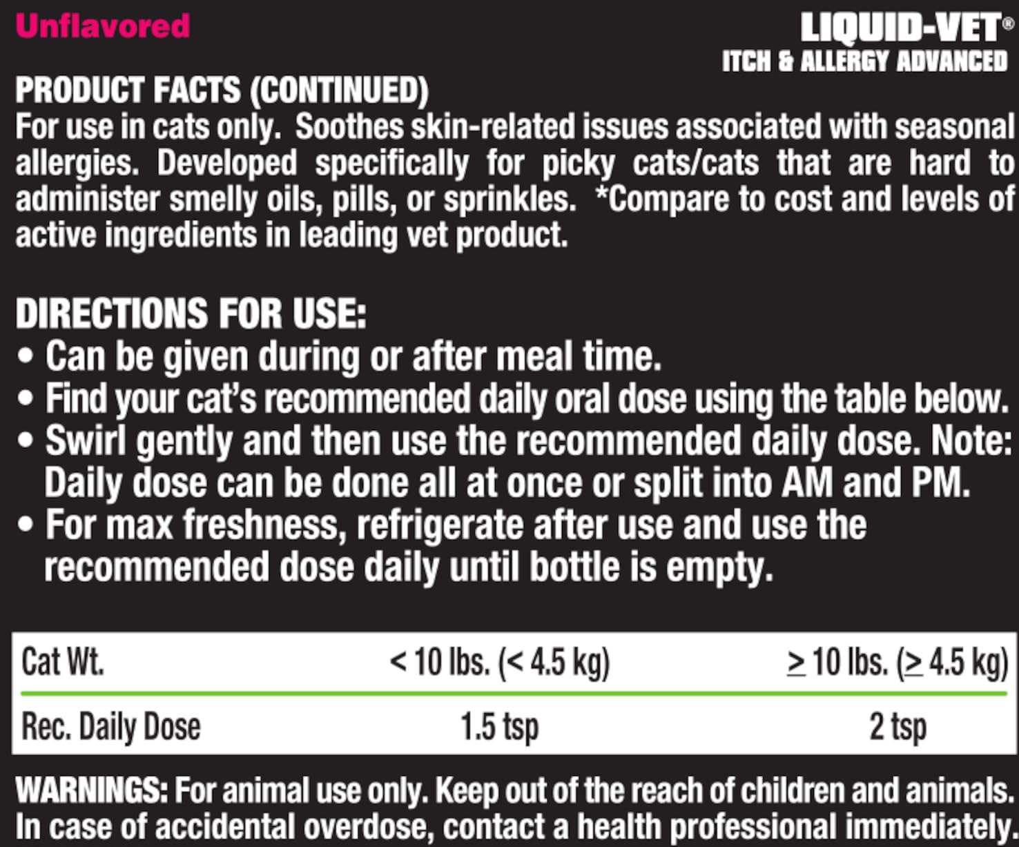 Liquid-Vet by COOL PET Holistics Feline Itch & Allergy Advanced Formula, Plain, 8 oz